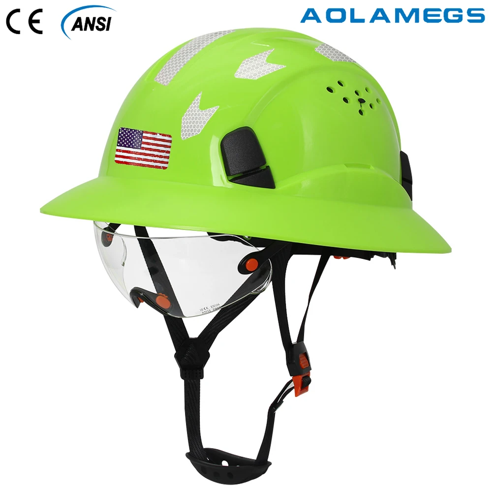 Full-Brim-Safety-Helmet-with-Reflective-Stickers-Goggles-Construction ...