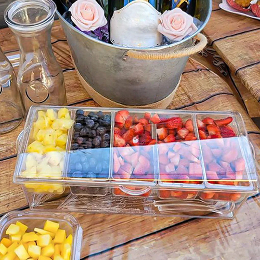 Chilled-Condiment-Server-Reusable-Clear-Garnish-Tray-with-5-Removable ...