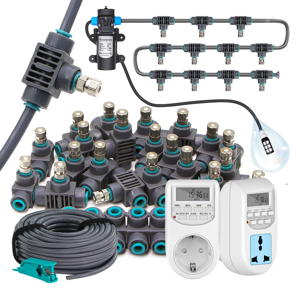 Misting-Cooling-System-Pump-Quick-Coupling-Spray-Bicos-Kit-de-rega-para ...
