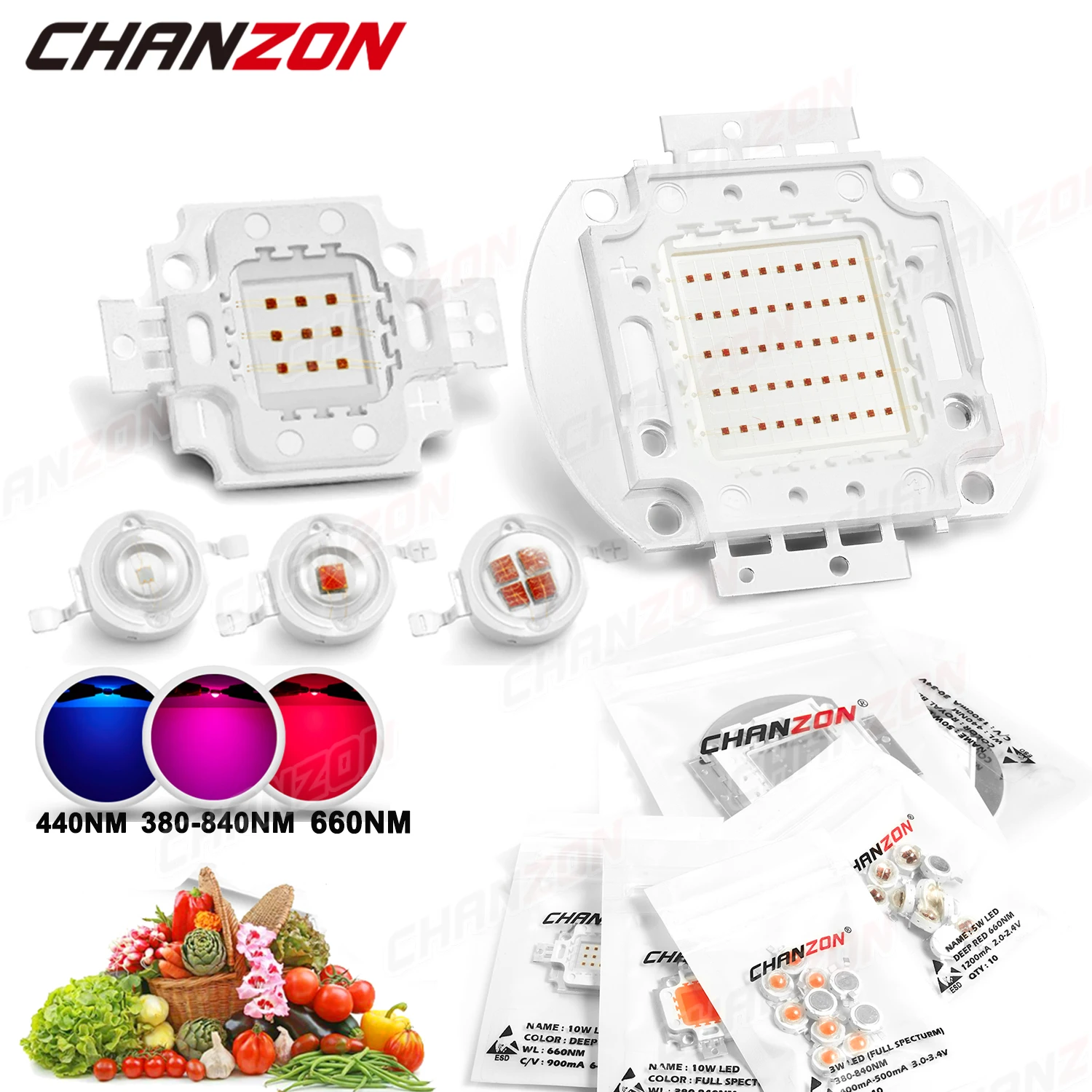 High-Power-Led-Chip-Lamp-Bulb-440Nm-660Nm-Deep-Red-Royal-Blue-Full ...
