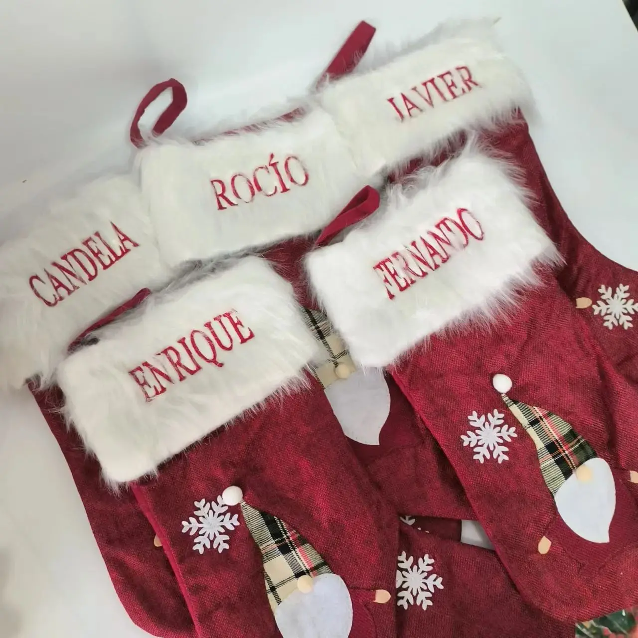 Personalized-LED-Christmas-Socks-Red-Snowflake-Luminous-Christmas ...