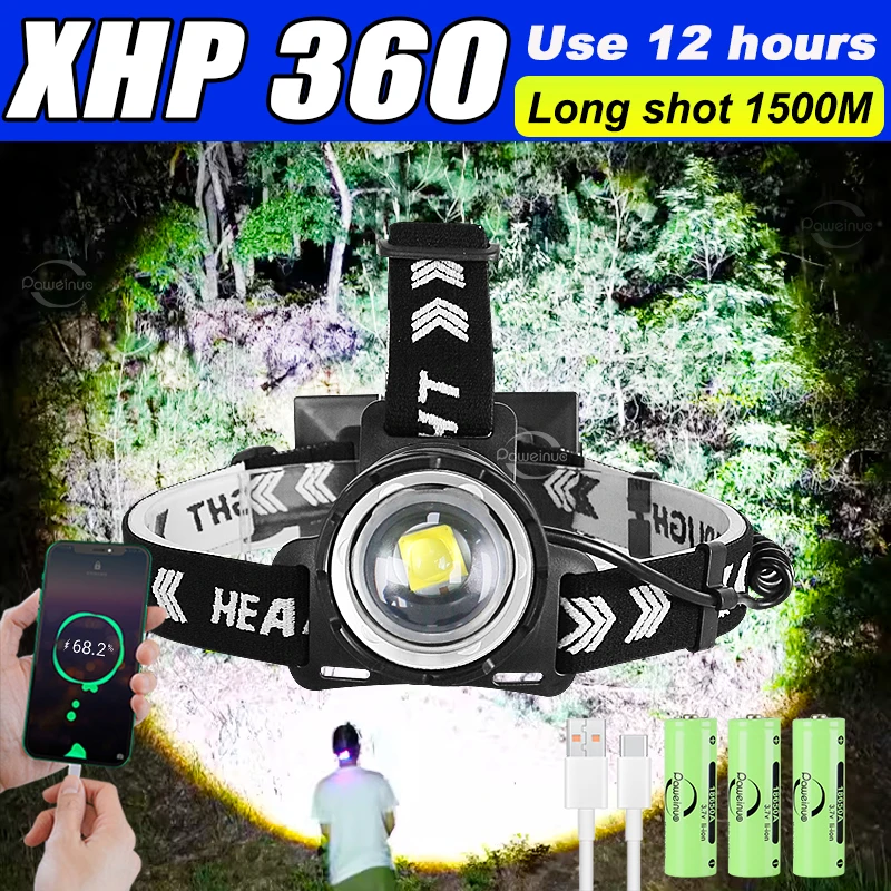 Actualizaci-n-XHP360-LED-potente-faro-2000M-iluminaci-n-cabeza-linterna-USB-recargable-cabeza-l ...