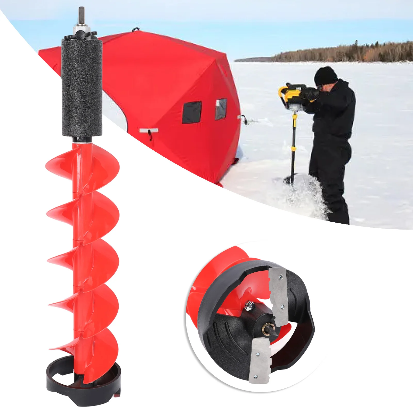 28in Ice Auger Kit Nylon Drill Steel Cutter 6in Cutting Diameter Ice ...
