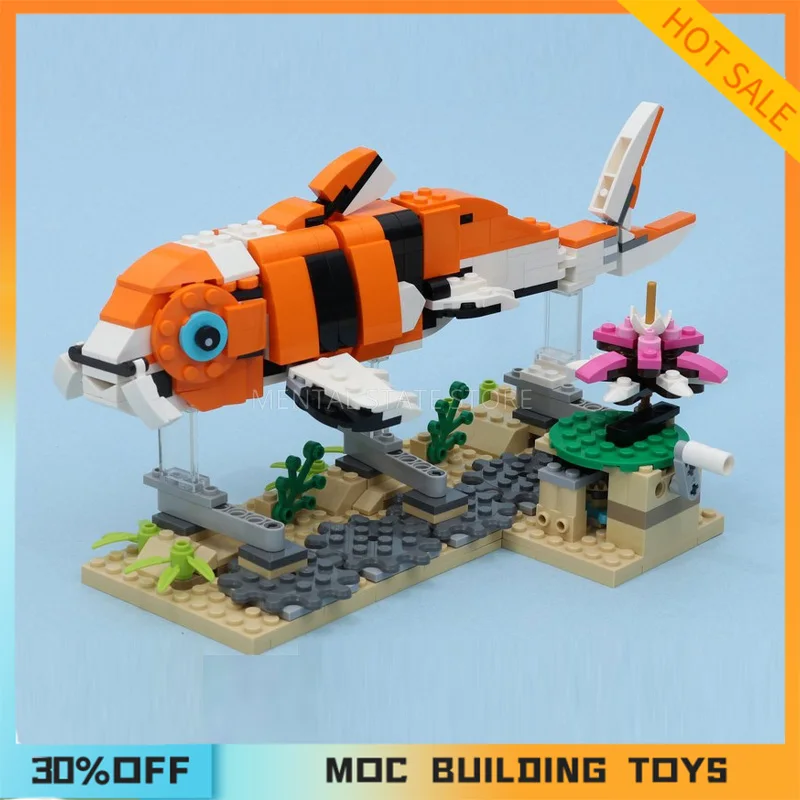 848PCS-Customized-MOC-Swimming-Koi-Fish-Base-Building-Blocks-Technology ...