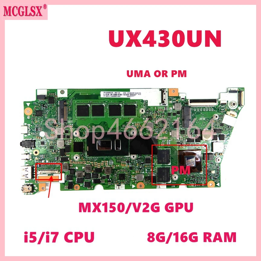 UX430UN i3/i5/i7 CPU 4G/8G/16G RAM Mainboard For Asus UX430UA UX430UAR ...