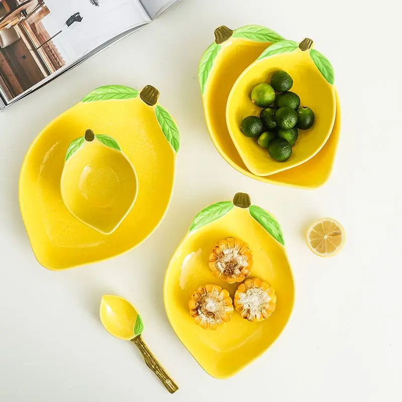 European-Lemon-Shape-Dinner-Plate-Creative-Cute-Sauce-Dish-Ceramic ...