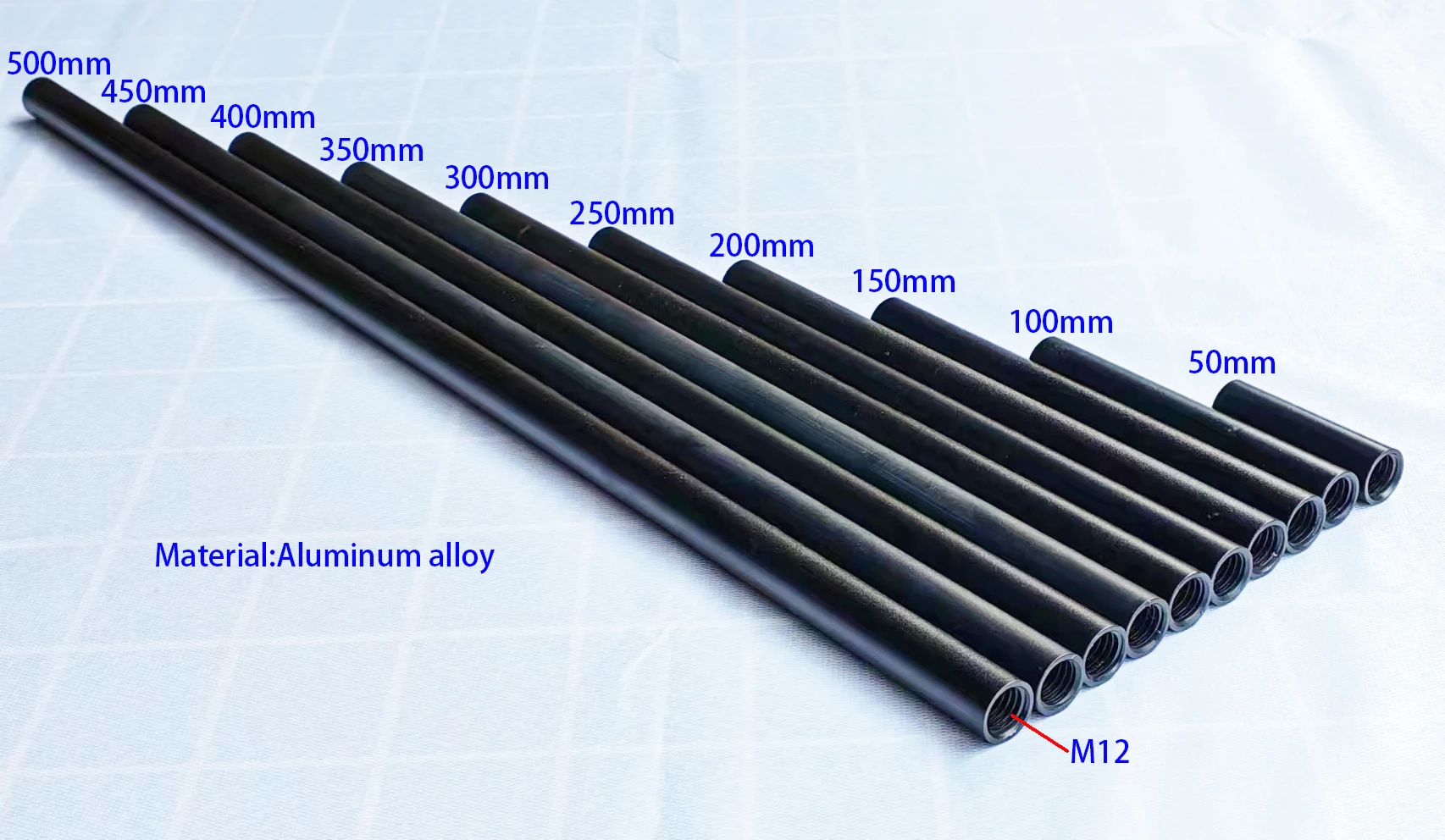 New design part Black Aluminum Alloy 15mm Rod - 5cm 10cm 15cm 20cm 25cm ...