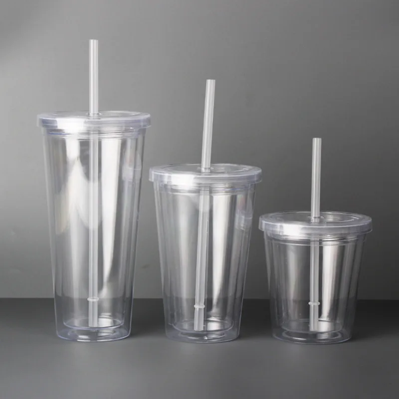 1pc-350ml-450ml-650ml-Double-Layer-Cold-Drink-Juice-Cups-with-Straw-and ...