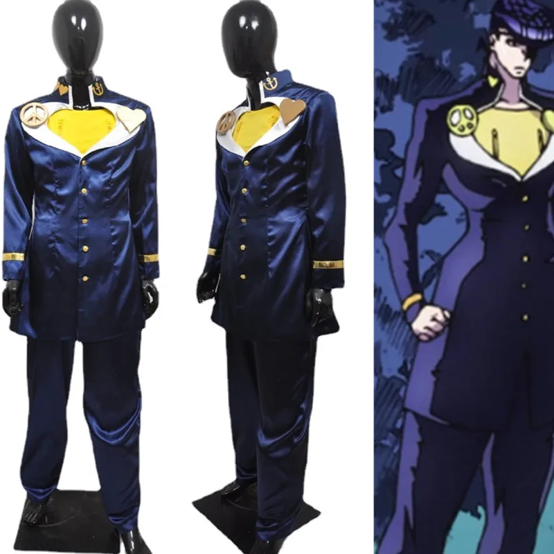 Anime-JoJo-s-Bizarre-Adventure-Josuke-Higashikata-Cosplay-Costume-Blue ...