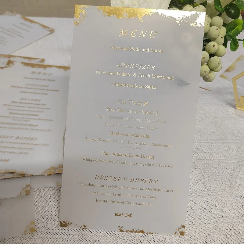 50pcs-Custom-Gold-Foil-Vellum-Paper-Menu-Card-for-Dinner-Table-Place ...