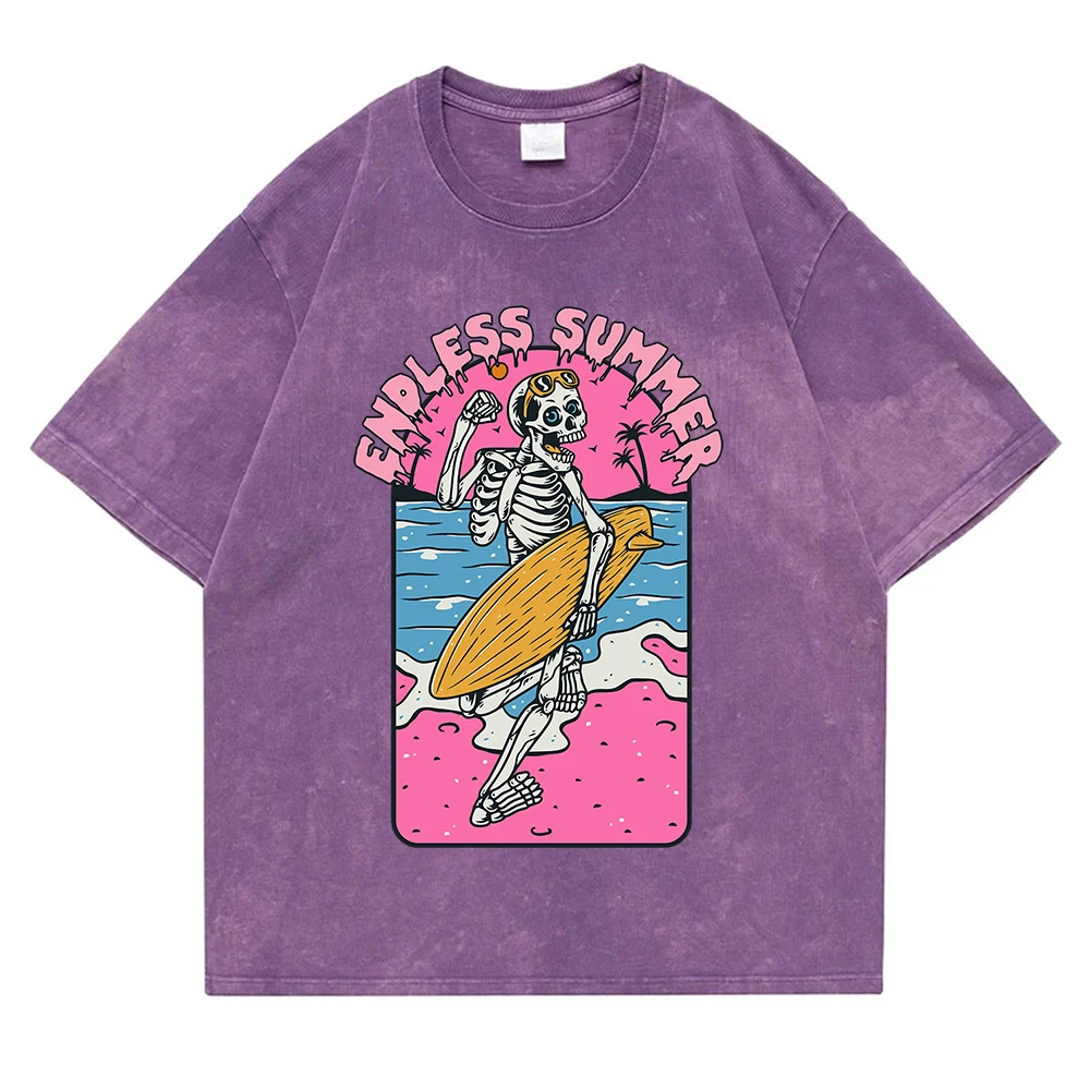 Endless Summer Skeleton Surfing Washed Retro Snow Clothing Men Quality ...