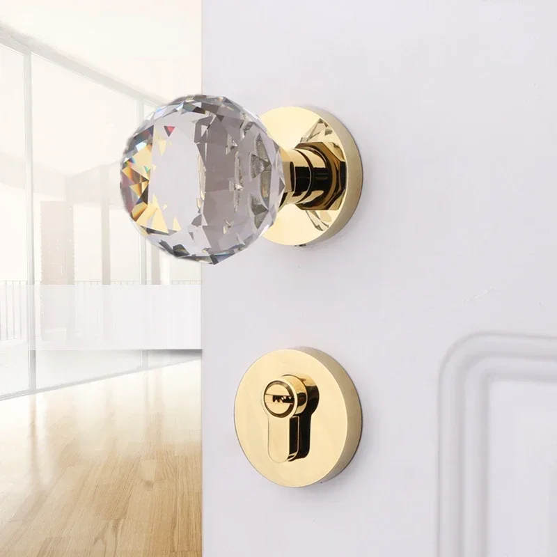 Crystal-Ball-Lock-Diamond-shape-Brass-Door-Knobs-Lock-Rotation-Lock ...