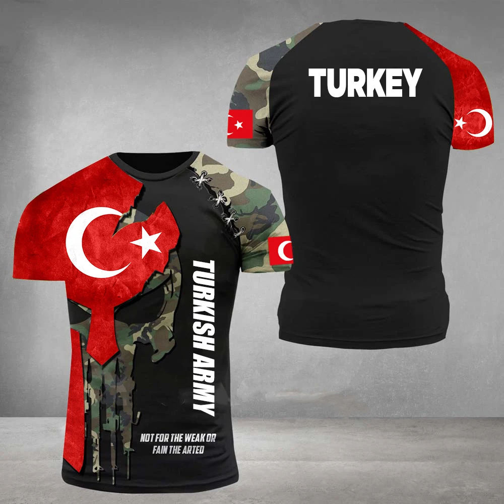 Turkish Army Men's T Shirt Veteran Soldier Skull Print Summer Pullover ...