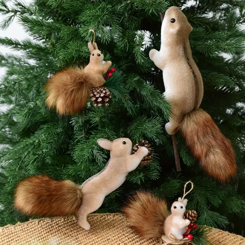 1pcs Christmas Ornaments Cute Realistic Squirrel Xmas Tree Hanging ...