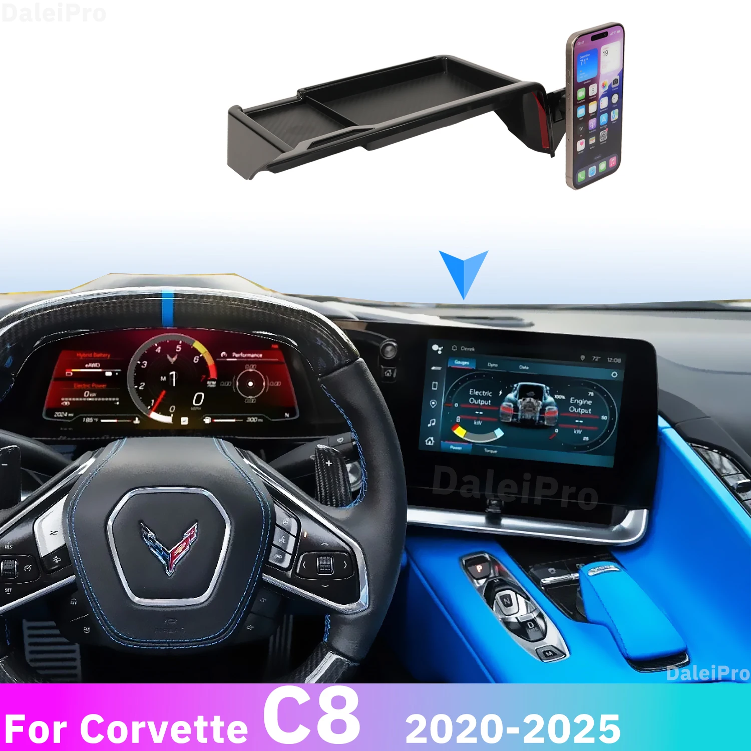 For Corvette C8 2020 2021 2022-2025 Phone Holder With Storage Box ...
