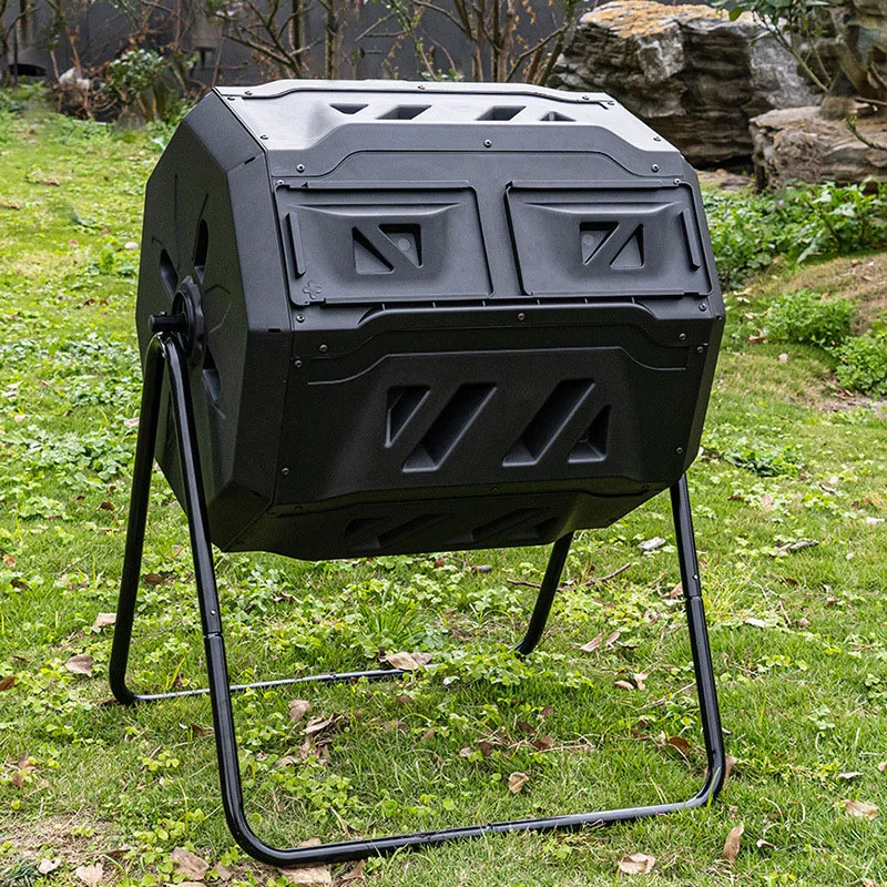 Outdoor-Garden-Compost-Tumbler-Bin-with-Thermometer-160L-Compost-Bin ...