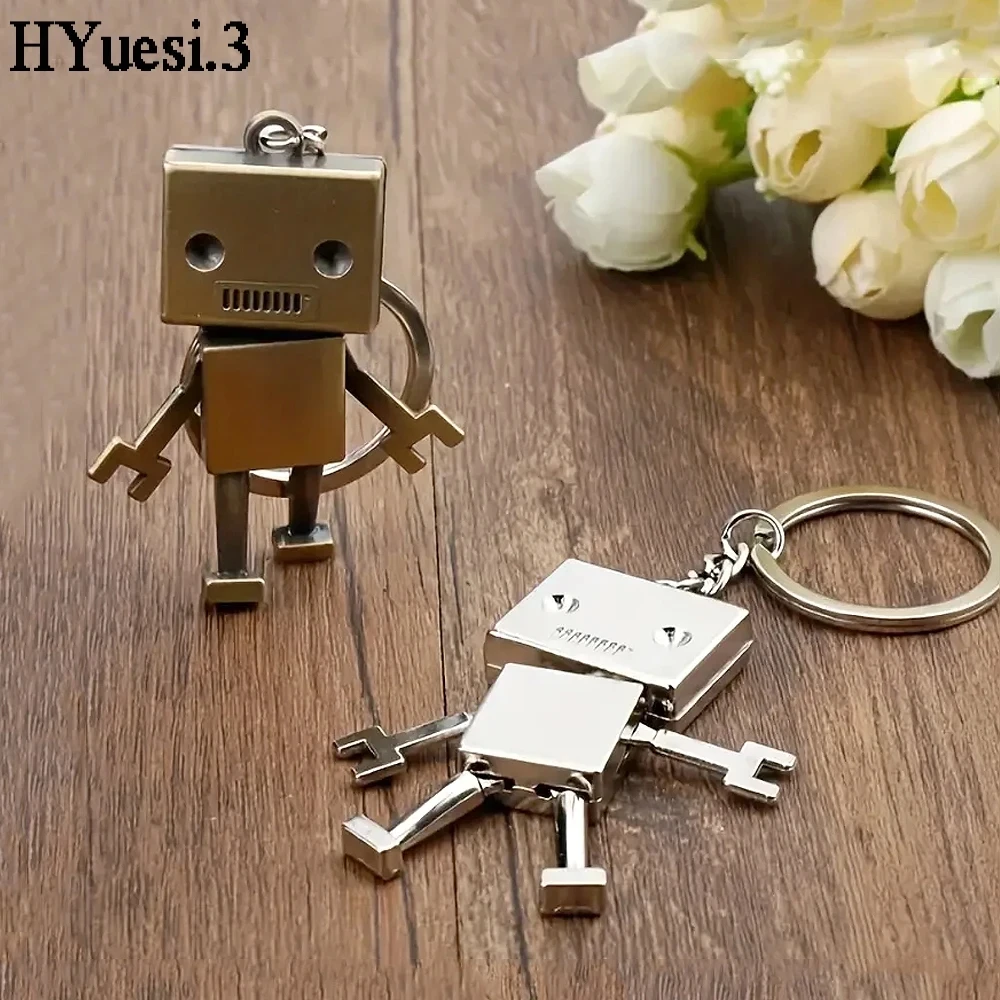 3D-Movable-Joint-Mini-Robot-Keychain-Punk-Style-Bronze-Color-Box-Shaped ...