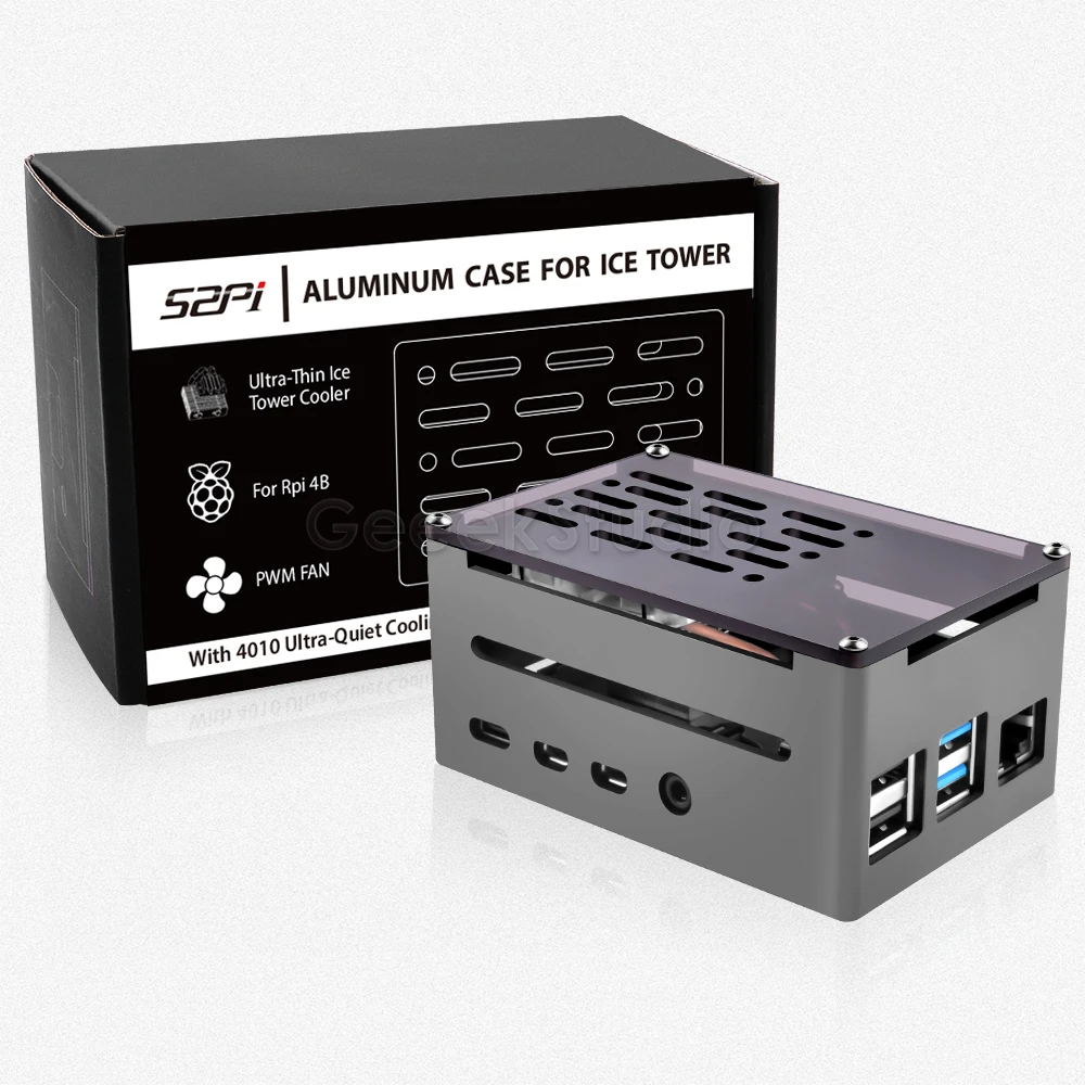 Raspberry Pi 4 Model B Aluminum Brick Case Black Enlosure Shell with ...