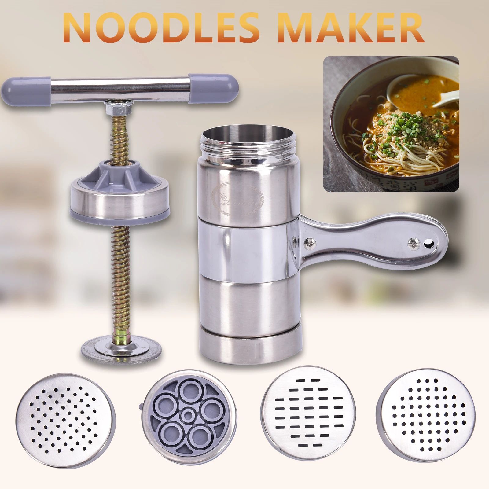 Stainless-Steel-Home-Kitchen-Tool-Manual-Noodle-Pasta-Maker-Press-5-DIY ...