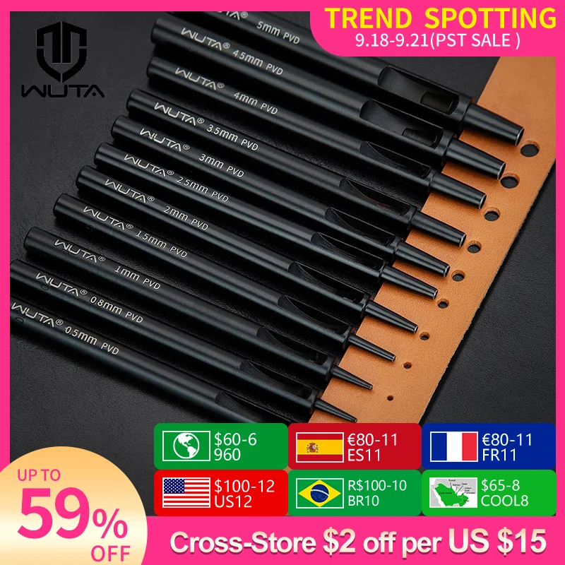 Wuta-Beschichtung Titan Leder Hohl stanz werkzeug Set Rundloch Puncher DIY Handwerk für Leder ...