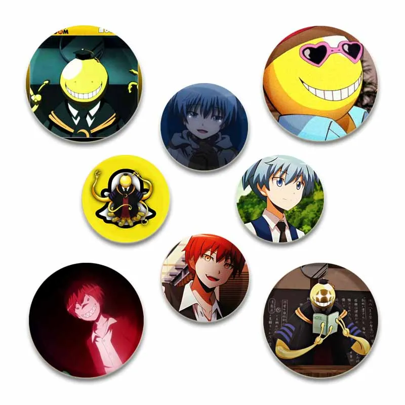 58mm Anime Assassination Classroom Round Pins Cartoon Character Badges ...