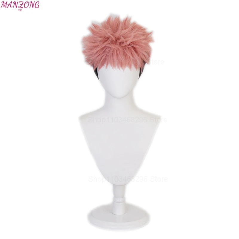 Peluca-de-Cosplay-de-Anime-Itadori-Yuji-pelo-corto-rosa-de-seda-de-alta ...