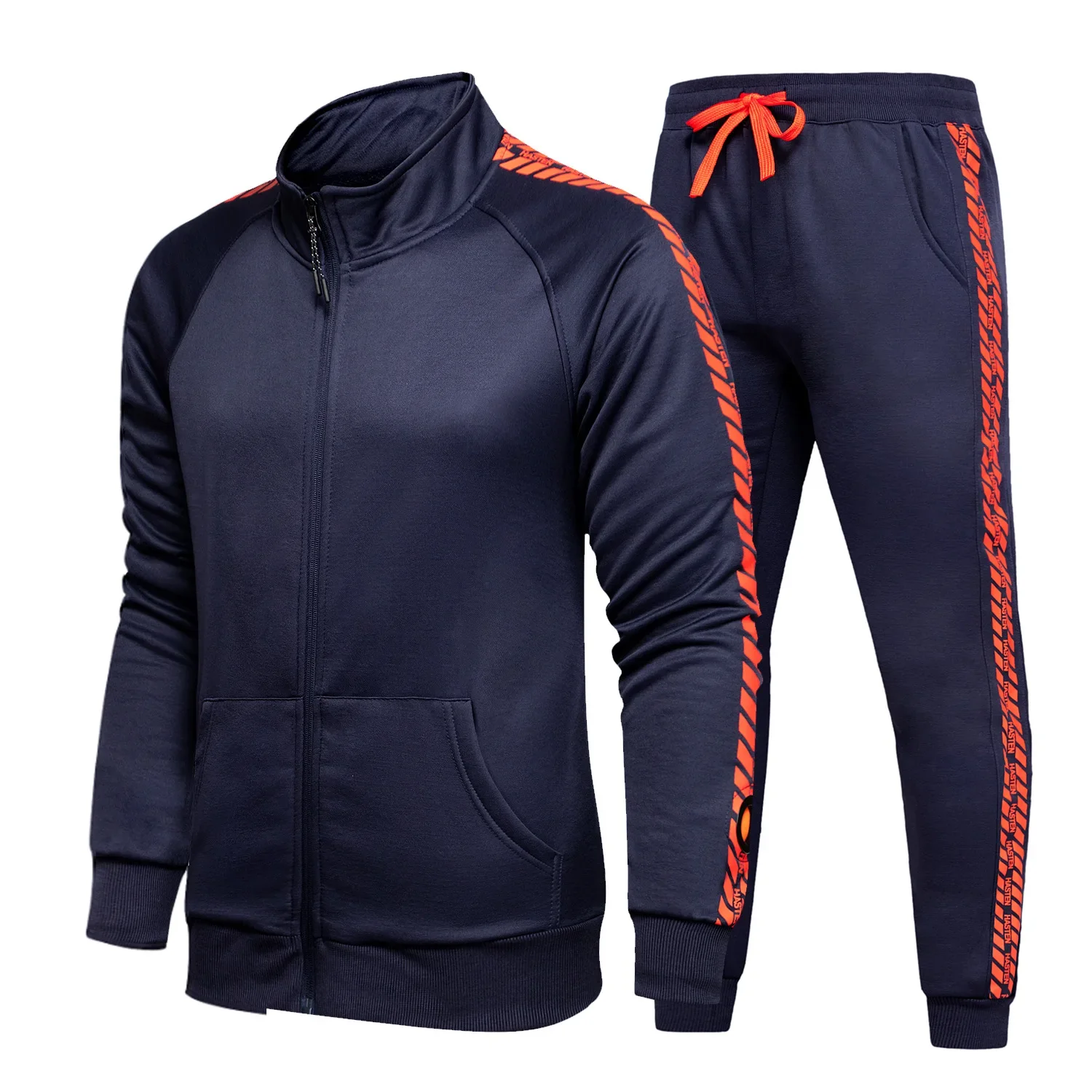 Men-s-Tracksuit-Zipper-Pocket-Jacket-and-Sweatpants-Two-Piece-Set ...