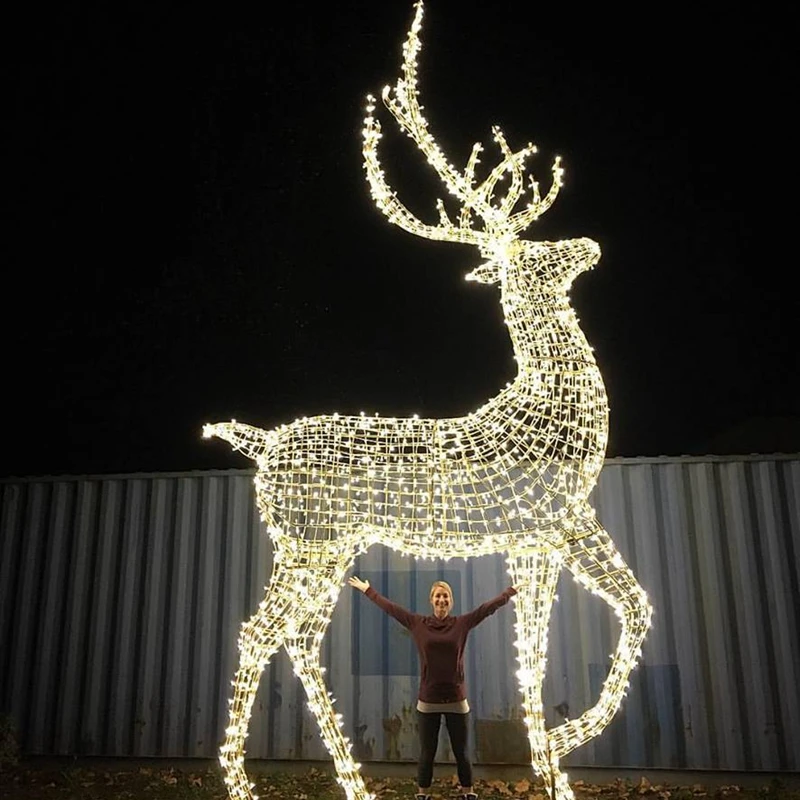Custom-Large-Outdoor-Yard-Garden-Decorative-Wire-Frame-Deer-Light-Motif ...