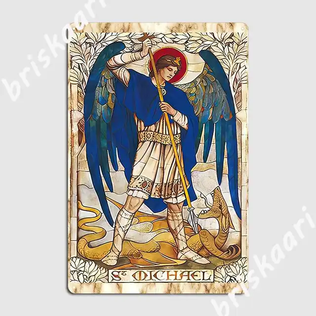 St Michael The Archangel Angel Saint Poster Metal Plaque Mural Painting ...