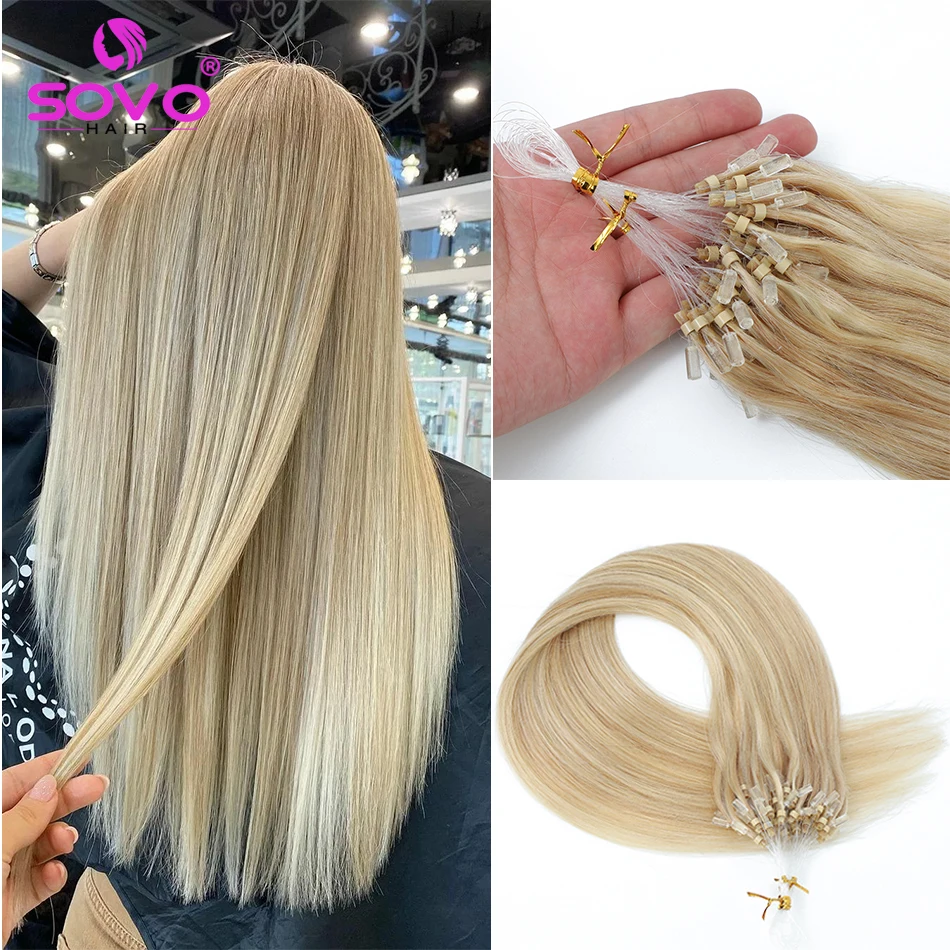 SOVO-Micro-Rings-Hair-Extensions-Human-Hair-Link-Micro-Loop-Remy-Hair ...