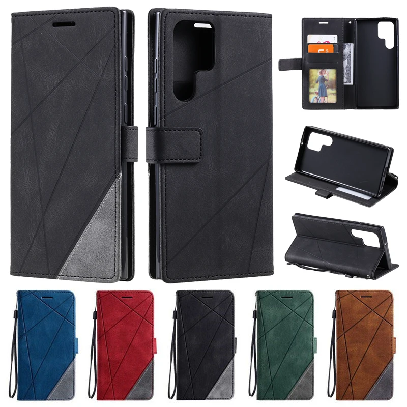 For Samsung Galaxy S23 Ultra Case Flip Wallet Leather Case on for Funda ...