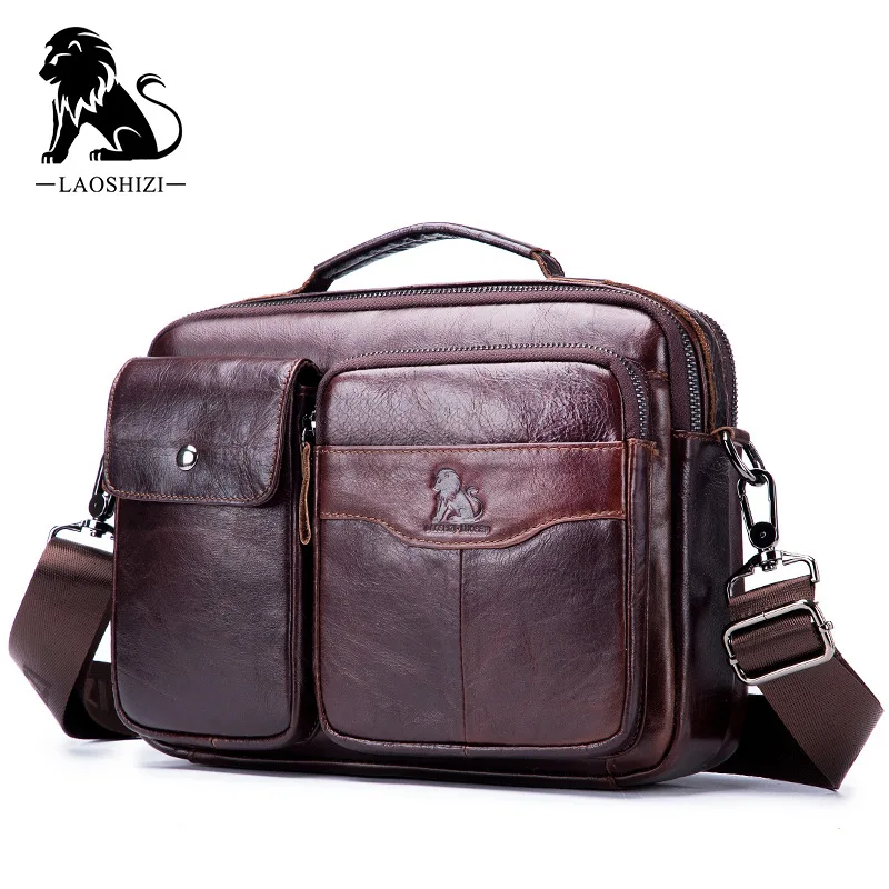 LAOSHIZI-Cowhide-Leather-Men-Shoulder-Bags-Business-Ipad-Handbags-For ...