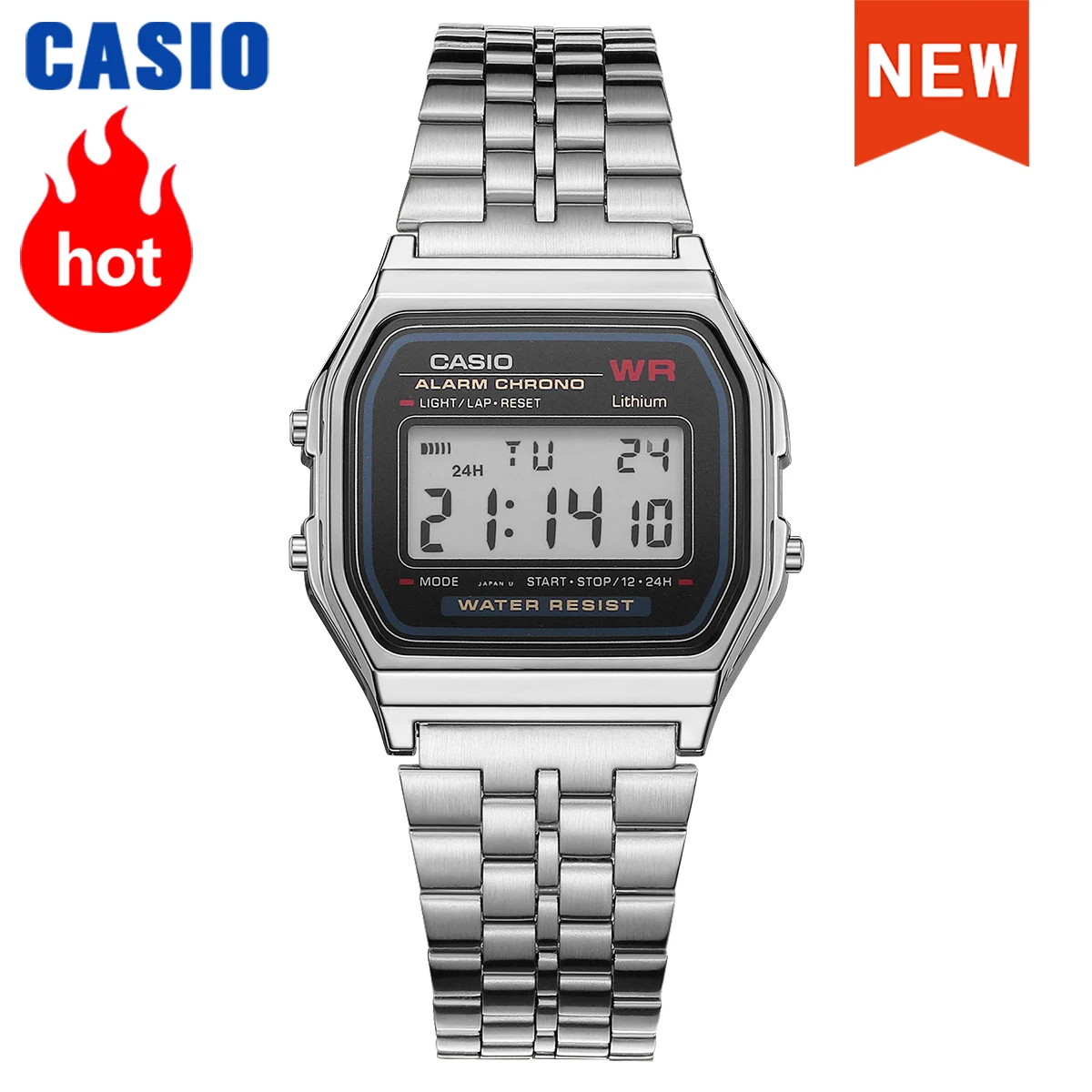Casio-reloj-cuadrado-de-plata-para-hombre-cron-grafo-de-lujo-de-cuarzo ...