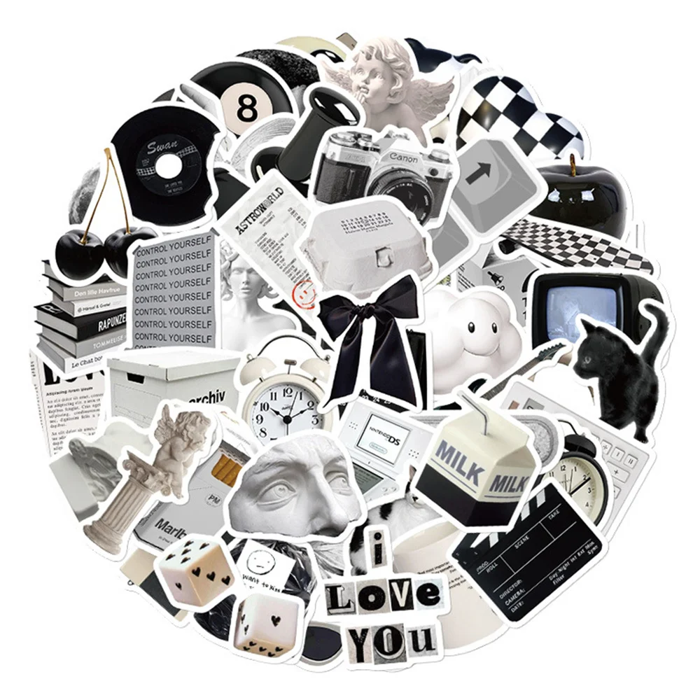 10-30-50PCS-Black-And-White-Simple-Wind-Graffiti-Waterproof-Sticker ...