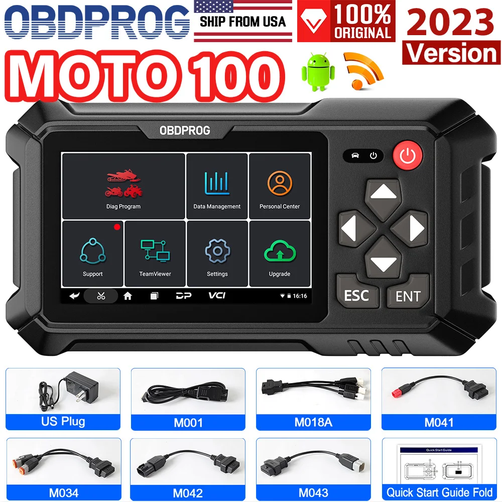 OBDPROG MOTO 100 OBD2 스캐너 오토바이 진단 도구 ABS 오일 재설정 ECU 코딩 모든 시스템 오토바이 진단 ...