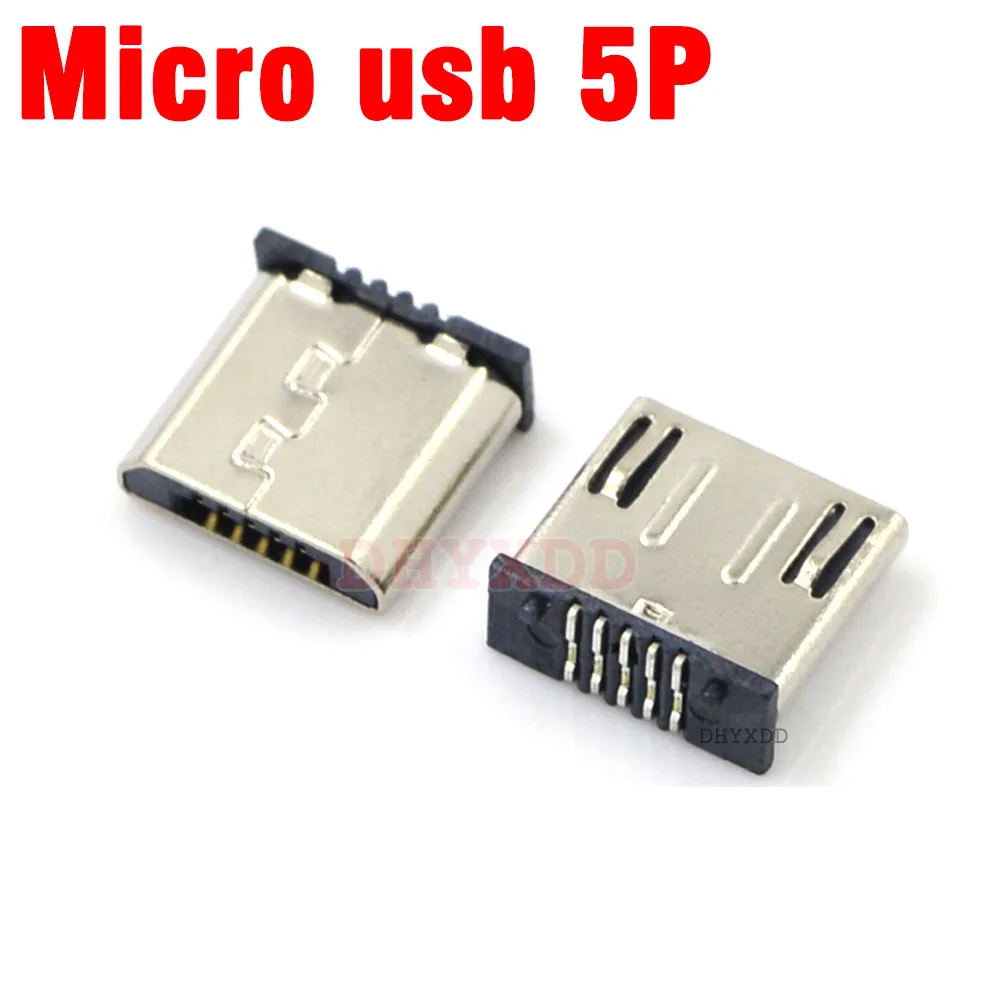 10pcs Micro 5 Pin Connector Usb Male Socket Usb 5p 180 Degree Vertical ...