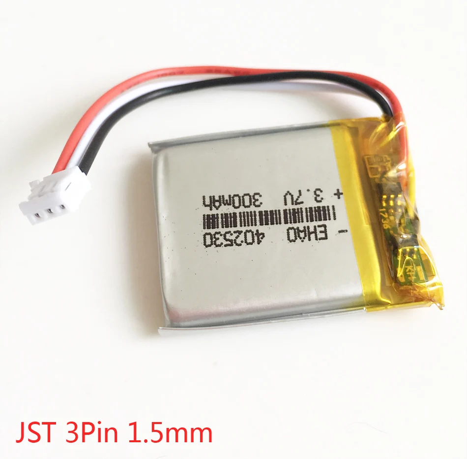 3.7V 300mAh Lithium Polymer Lipo Rechargeable Battery 402530 + JST ZH 1 ...
