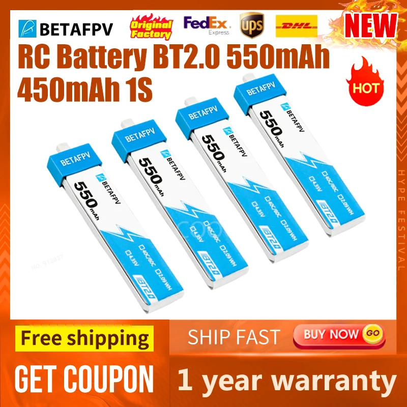 BETAFPV RC 배터리, BT2.0 550mAh 450mAh 1S BETAFPV FPV 키트, 레이싱 드론 정품 FPV ...
