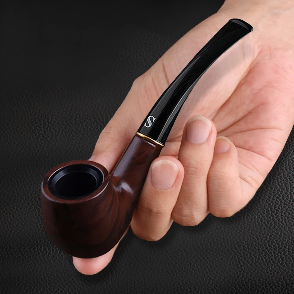 High Quality Classic Ebony Wood Solid Wood Tobacco Pipe Smoking Pipe ...