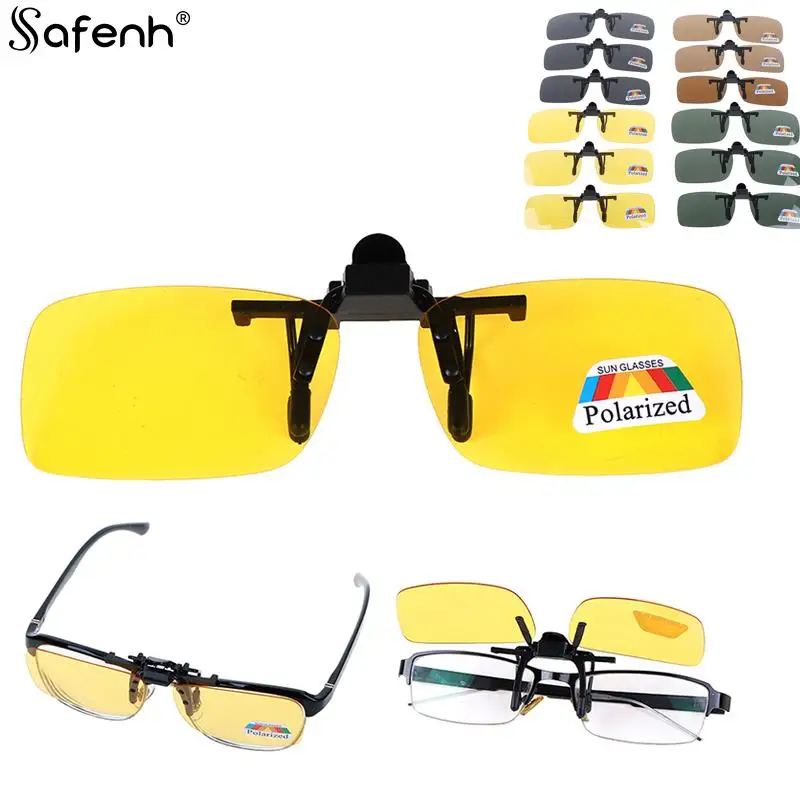 Car-Driver-Goggles-Unisex-Clip-on-Polarized-Day-Night-Vision-Flip-up ...