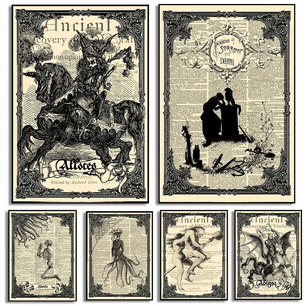 Vintage Gothic Witch Magic World Poster Cthulu Eldritch Horror Lady ...