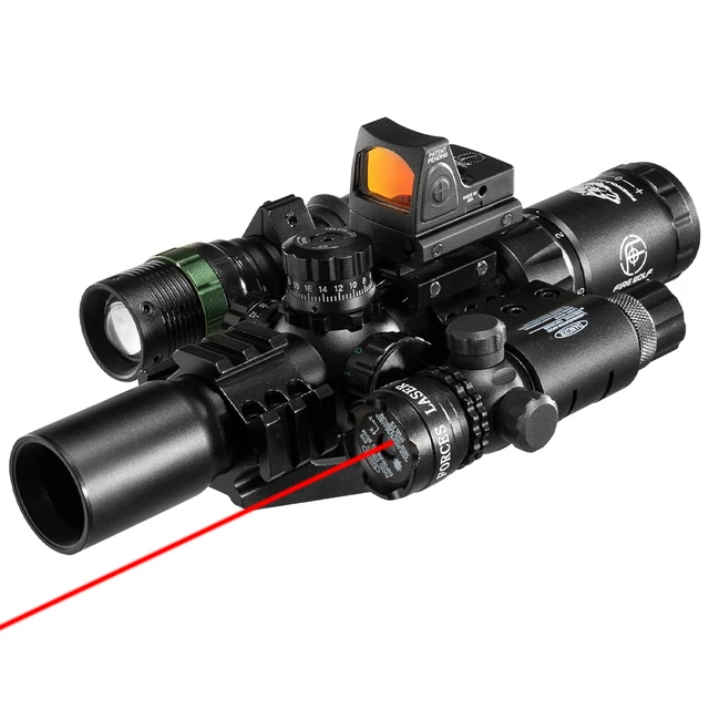 Fire Wolf 1.5-4X30 Rifle Scope Red Dot Hunting Tactical Optical Sight ...