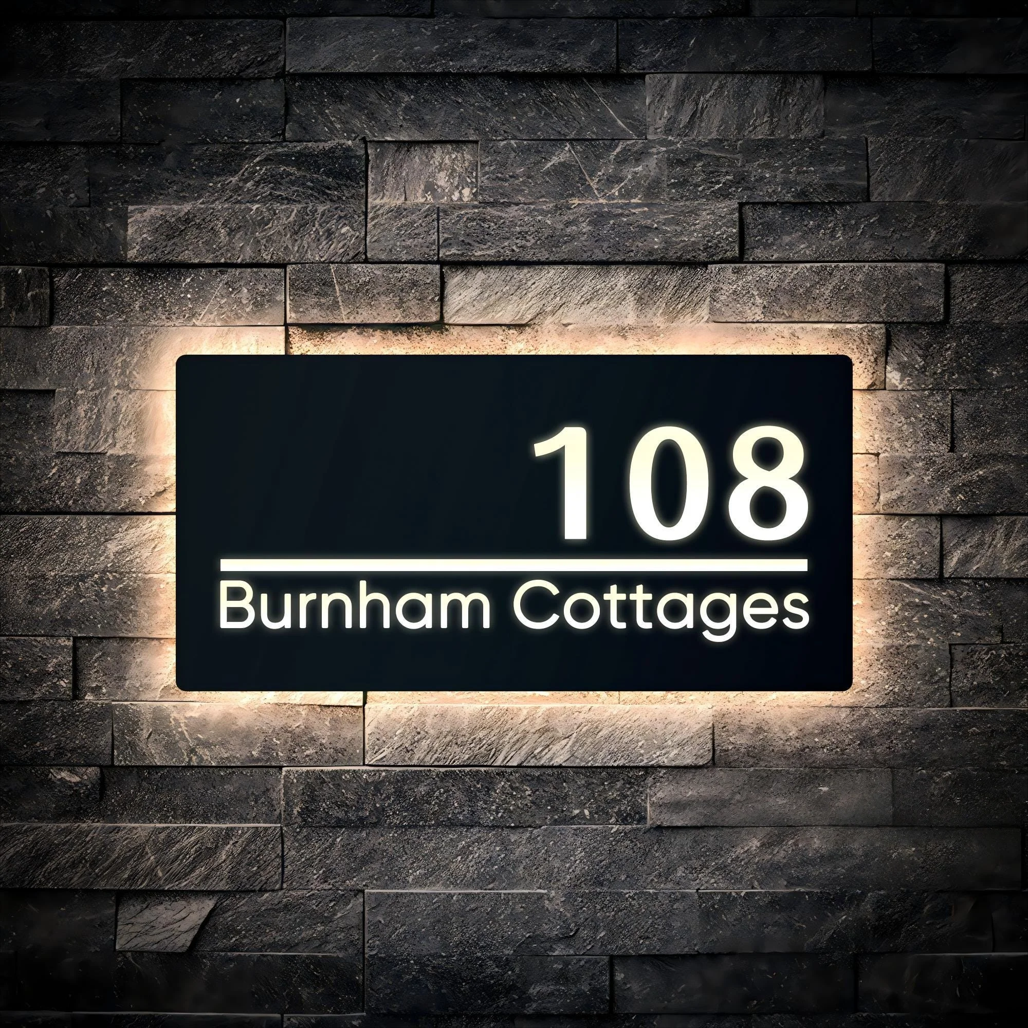Personalized Modern LED House Number Plate, Backlit Acrylic & Metal ...