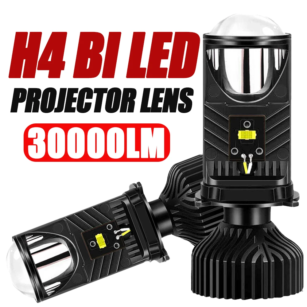 H4 Bi LED Projector Lens Auto Headlight Bulbs CSP Chip High/Low Beam ...