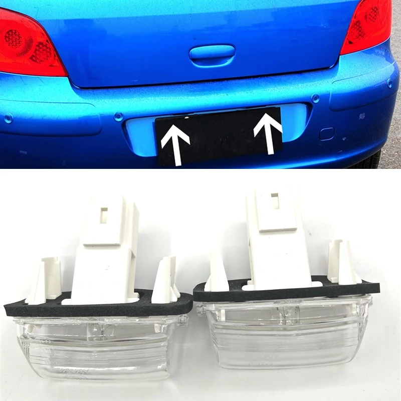 2pcs License Number Plate Lights Lamp Bright White For Peugeot 206 207 ...