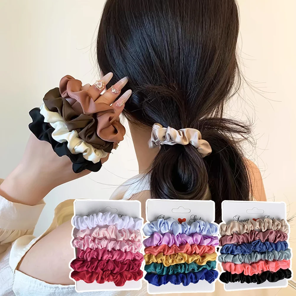 6Pcs-Solid-Color-Hair-Loop-Matte-Small-Intestine-Hair-Ring-Women ...