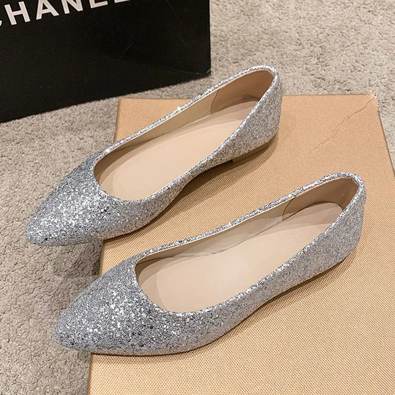 Silver Sequin Flats