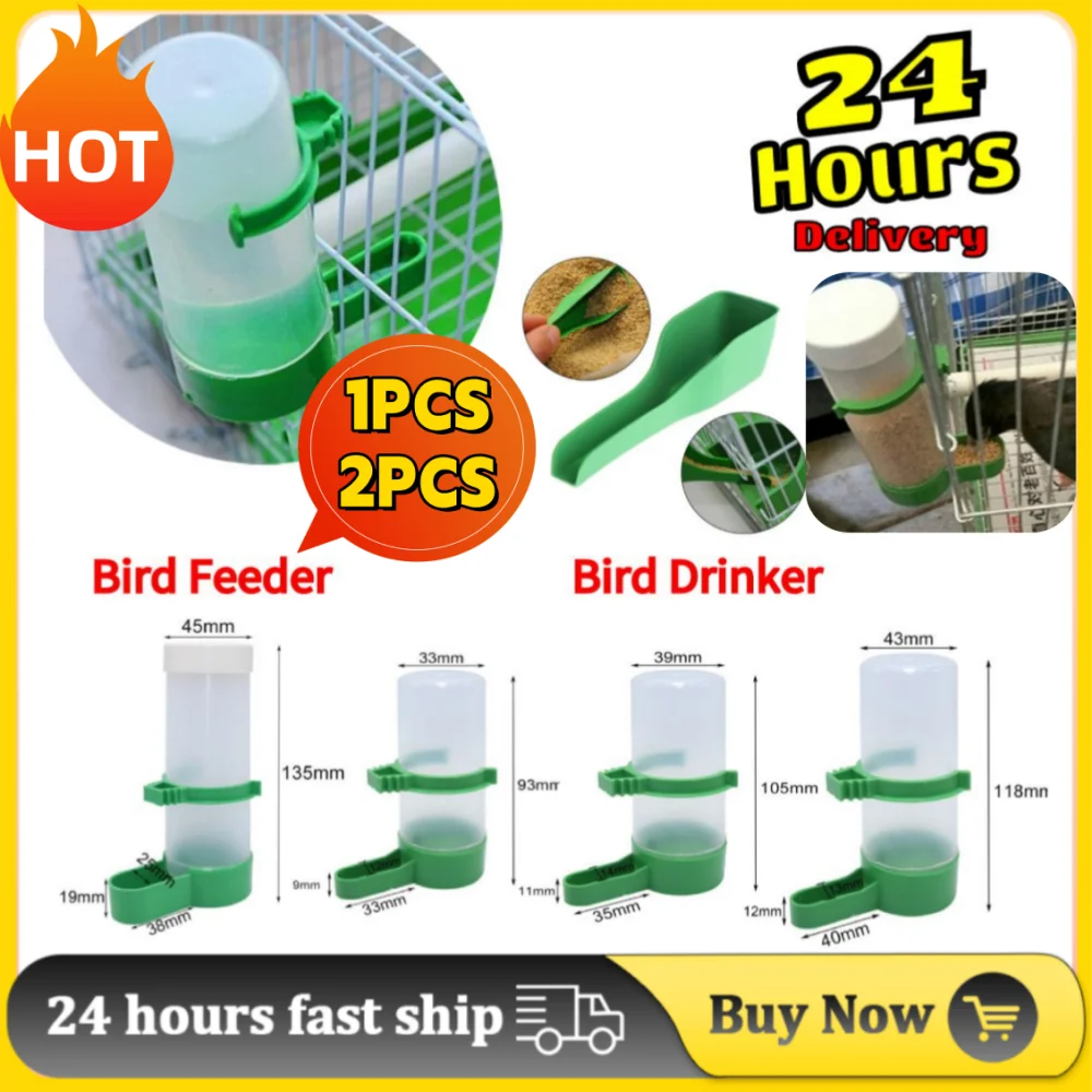 2PCS Bird Feeder Plastic Food Water Feeding Automatic Drinker Parrot ...