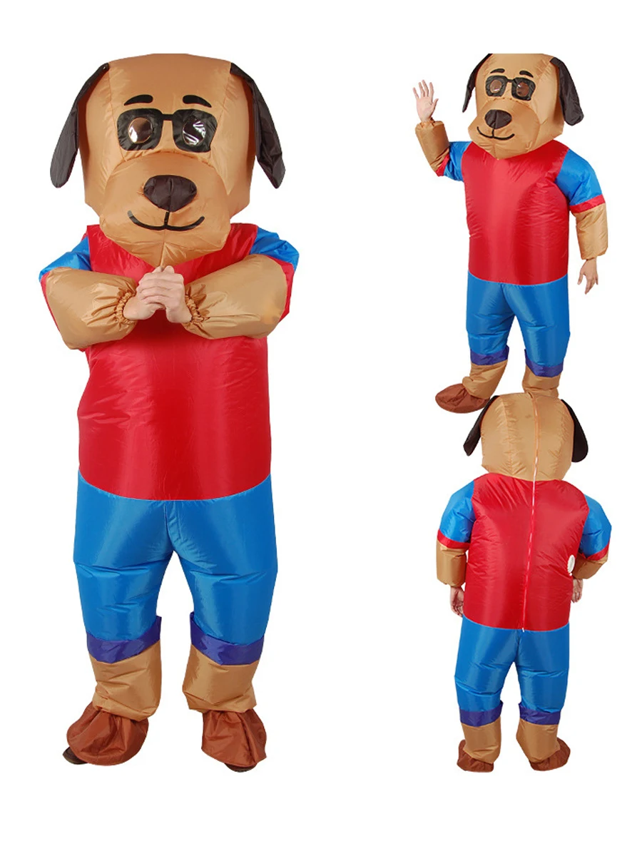 JYZCOS Inflatable Cartoon Dog Costume Adult Mascot Animal Blow Up Outfit Christmas Halloween ...