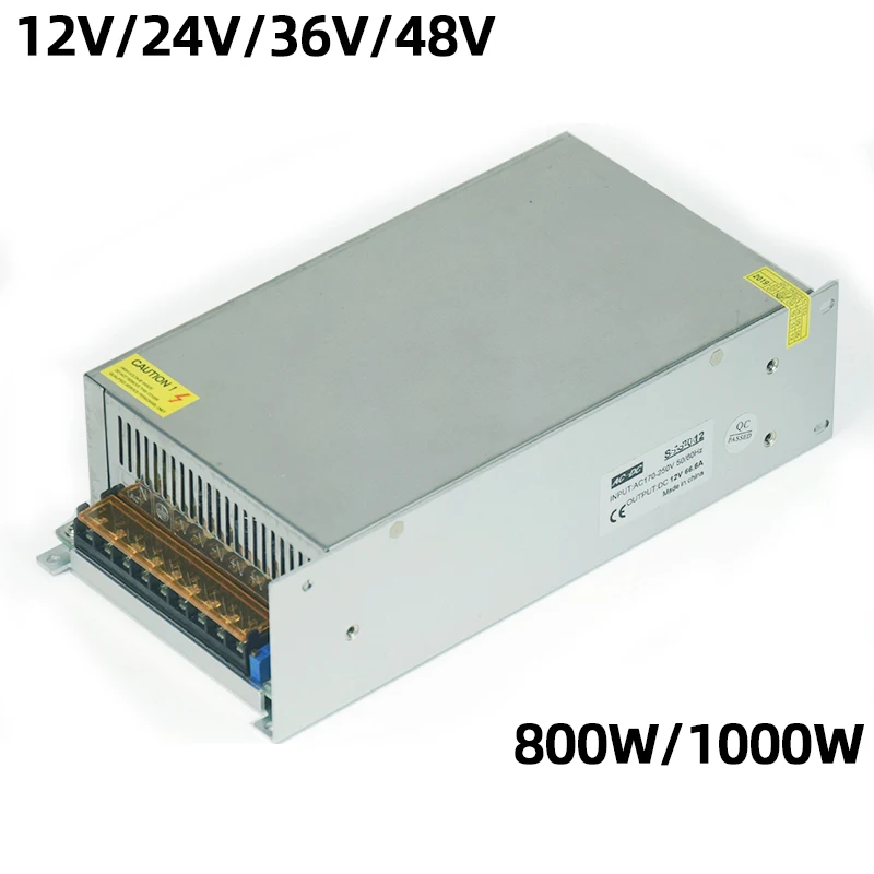 Alimentation à découpage 1000W 800W AC 220V vers DC 48V 36V 24V 12V, SMPS sans interruption